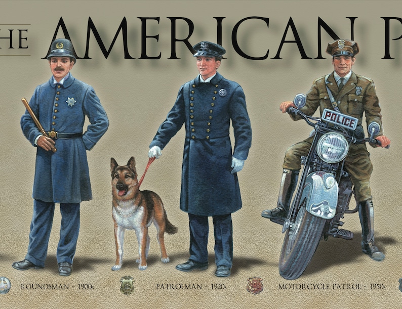 History of the American Police Officer Print, Law Enforcement Poster ...
