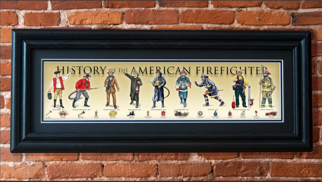History of the American Firefighter Framed Poster, Wildland, SCBA, Fire ...