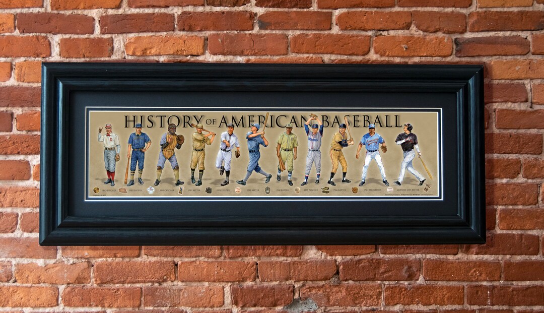 History of American Baseball Poster Framed Print, Golden Era, Babe Ruth ...