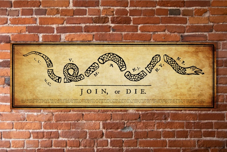 Join or Die, Unite or Die, Benjamin Franklin, Pennsylvania Gazette ...