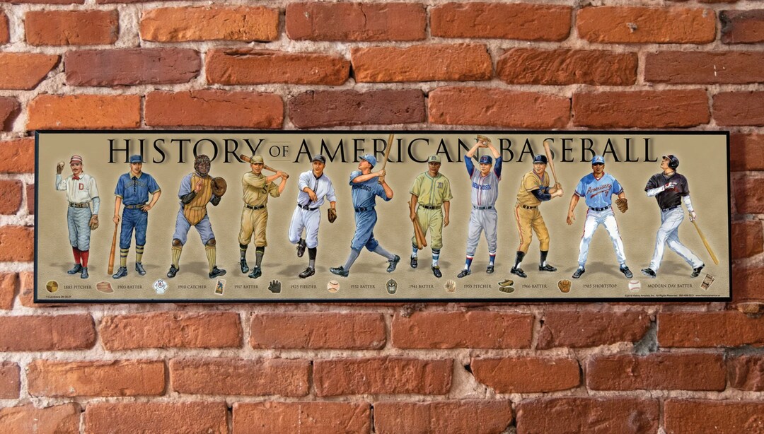 History of American Baseball Poster Framed Print, Golden Era, Babe Ruth ...