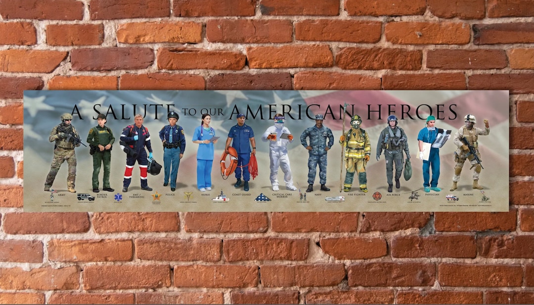A Salute to Our American Heroes Poster, EMT, First Responders, Boarder ...