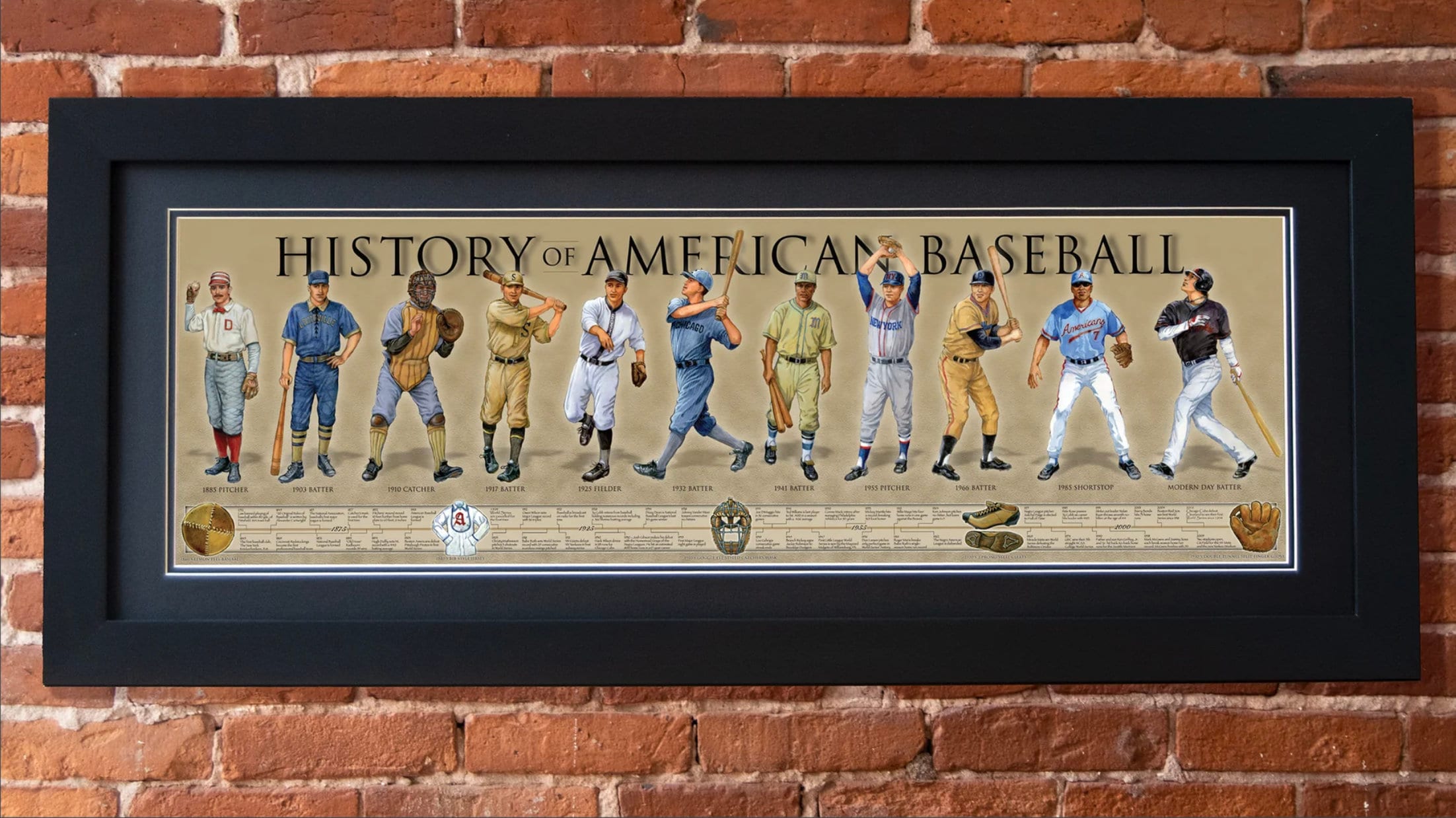 History of American Baseball Poster Framed Print, Golden Era, Babe Ruth ...