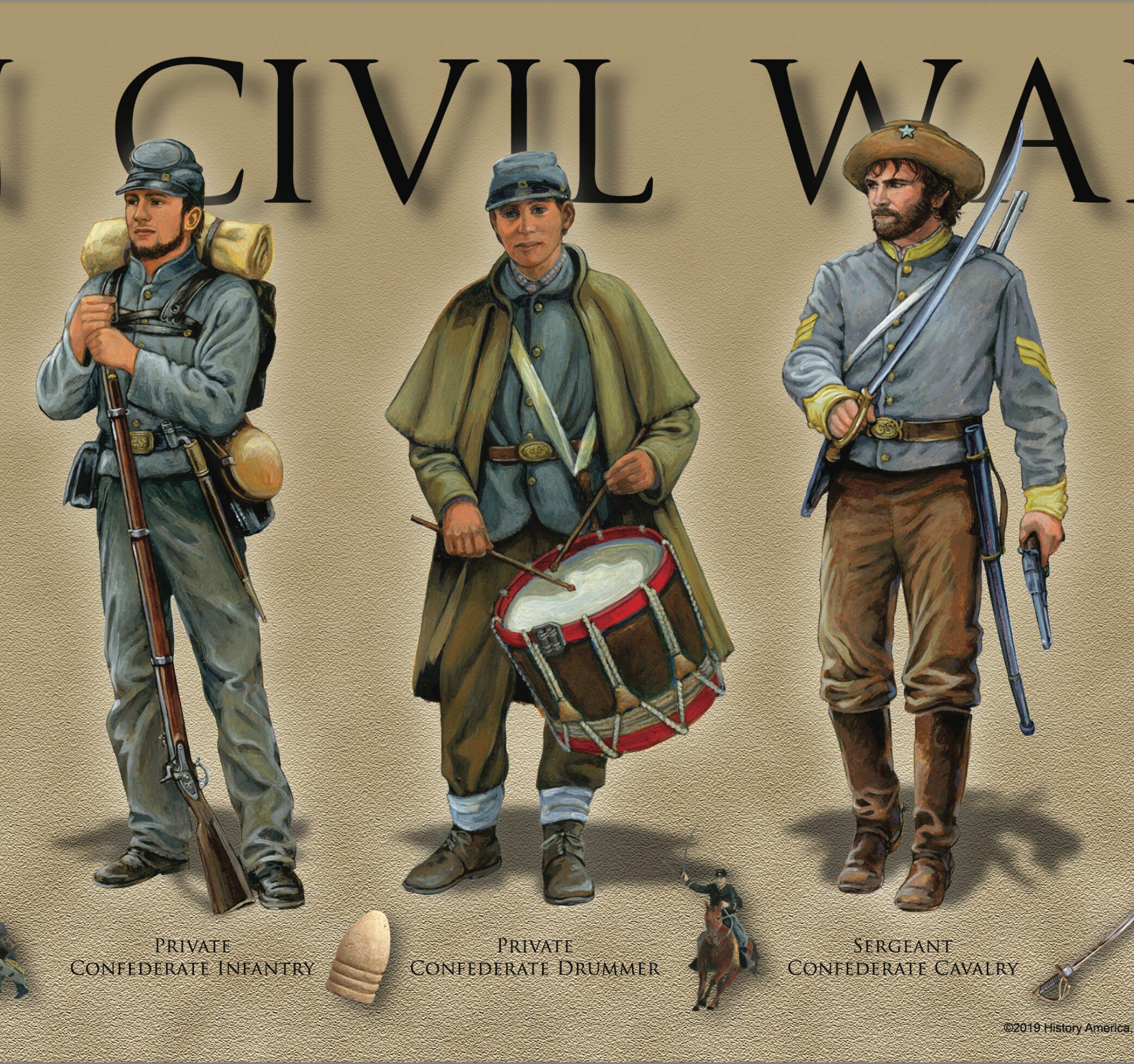 History of the American Civil War Print Poster, North Vs South, Union ...