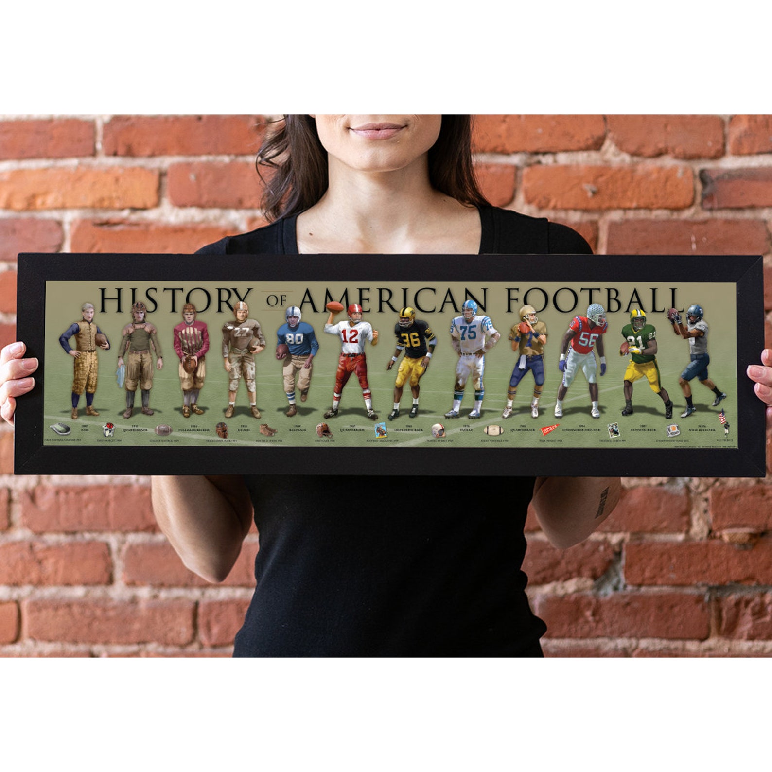 History of American Football, Grid Iron Poster, NCAA Football Poster ...