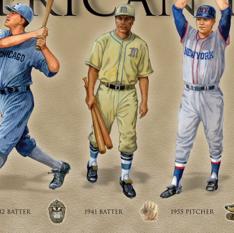 History of American Baseball Poster, Framed Print, Golden Era, Babe ...