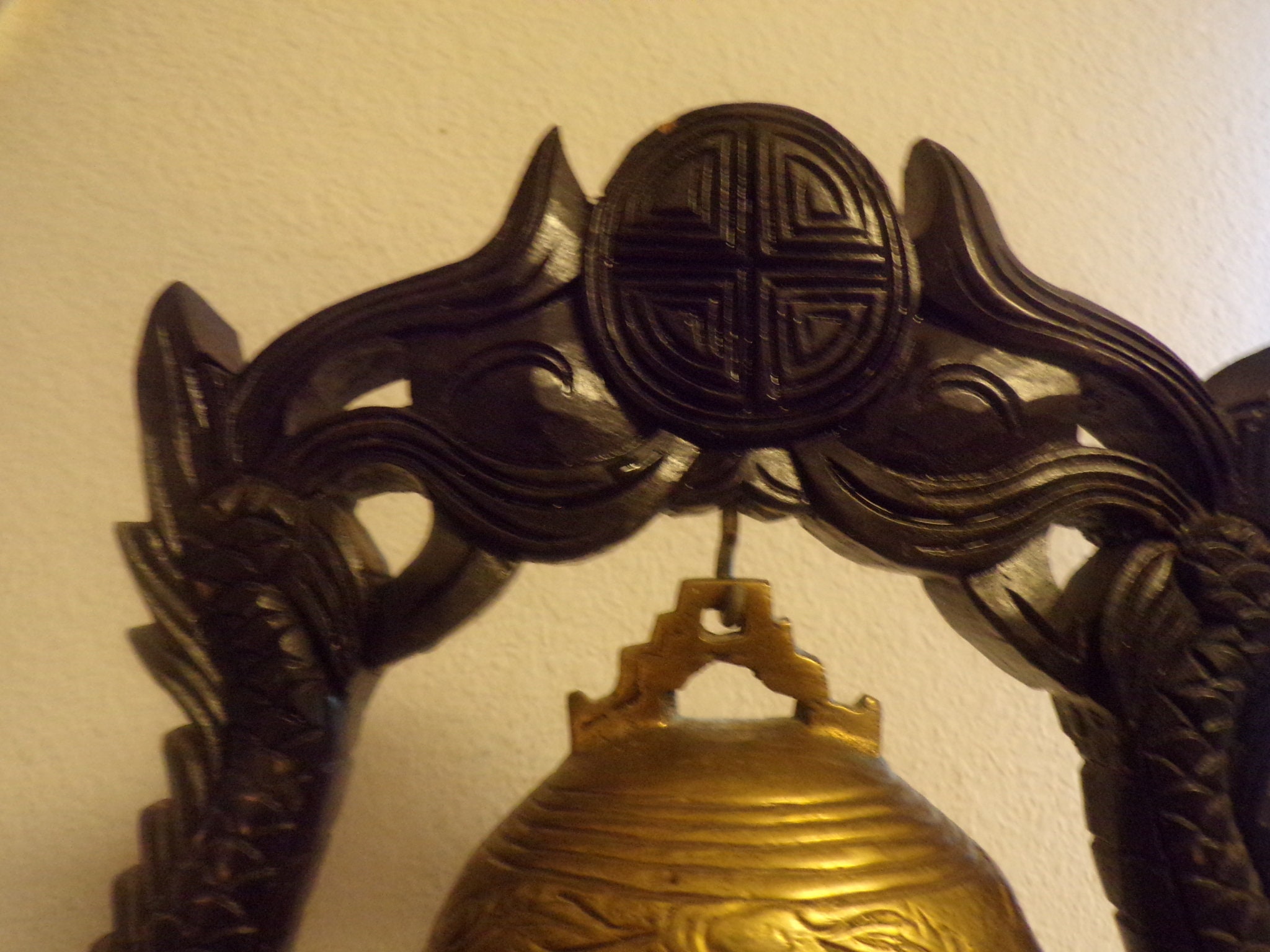 Fabulous Antique Chinese Gong With Striker / Dragons / Large Brass Gong ...