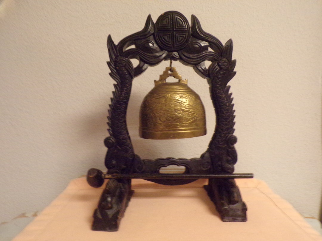 Fabulous Antique Chinese Gong With Striker / Dragons / Large Brass Gong ...