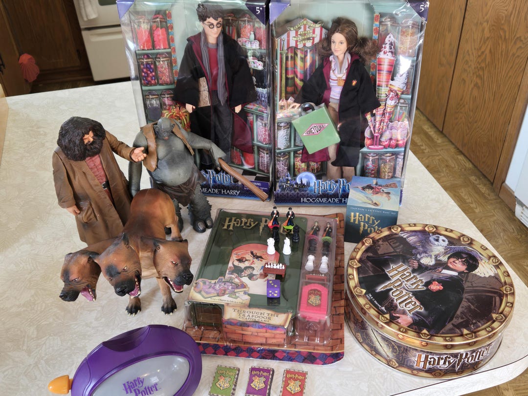 Harry Potter Action Figures Lot - Hogsmeade Harry & Hermione, Fluffy ...