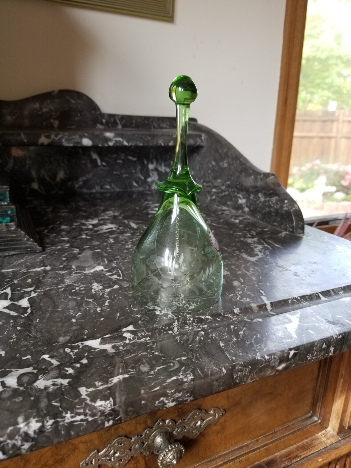 Ofnah Green Etched Crystal Bell Elegant Etched Service Bell | Etsy