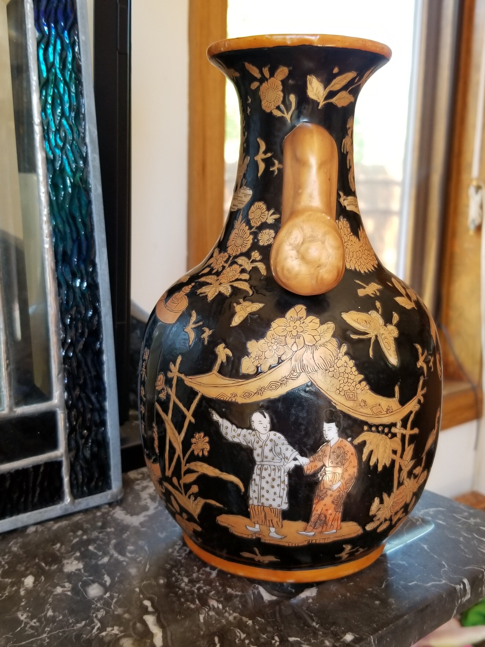 1970s Chinese Double Handle Poem Vase Calligraphy Black Enamel - Etsy