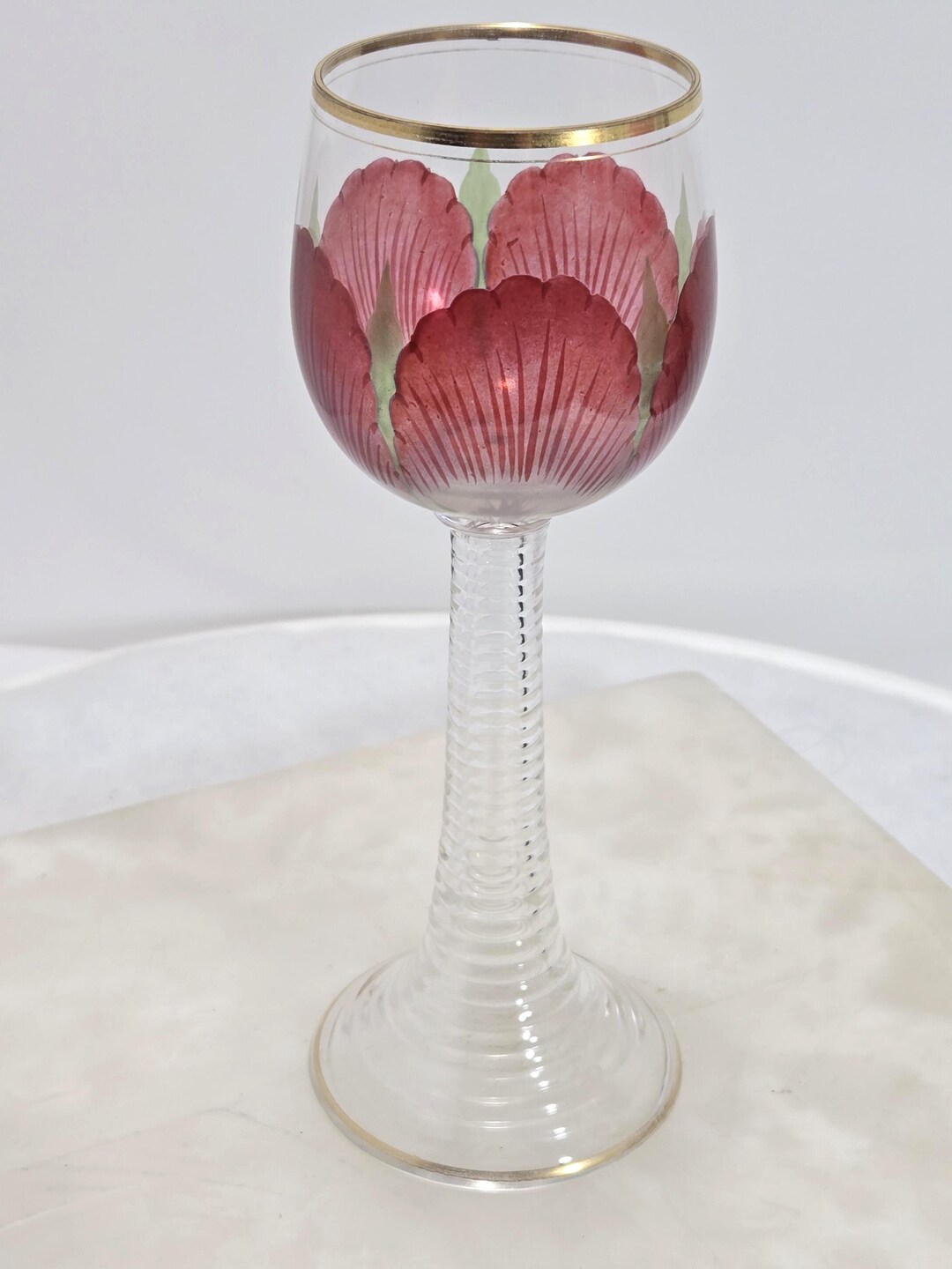 Theresienthal Bavarian Meyrs Neffe Crystal Glass Enameled Hock Wine ...