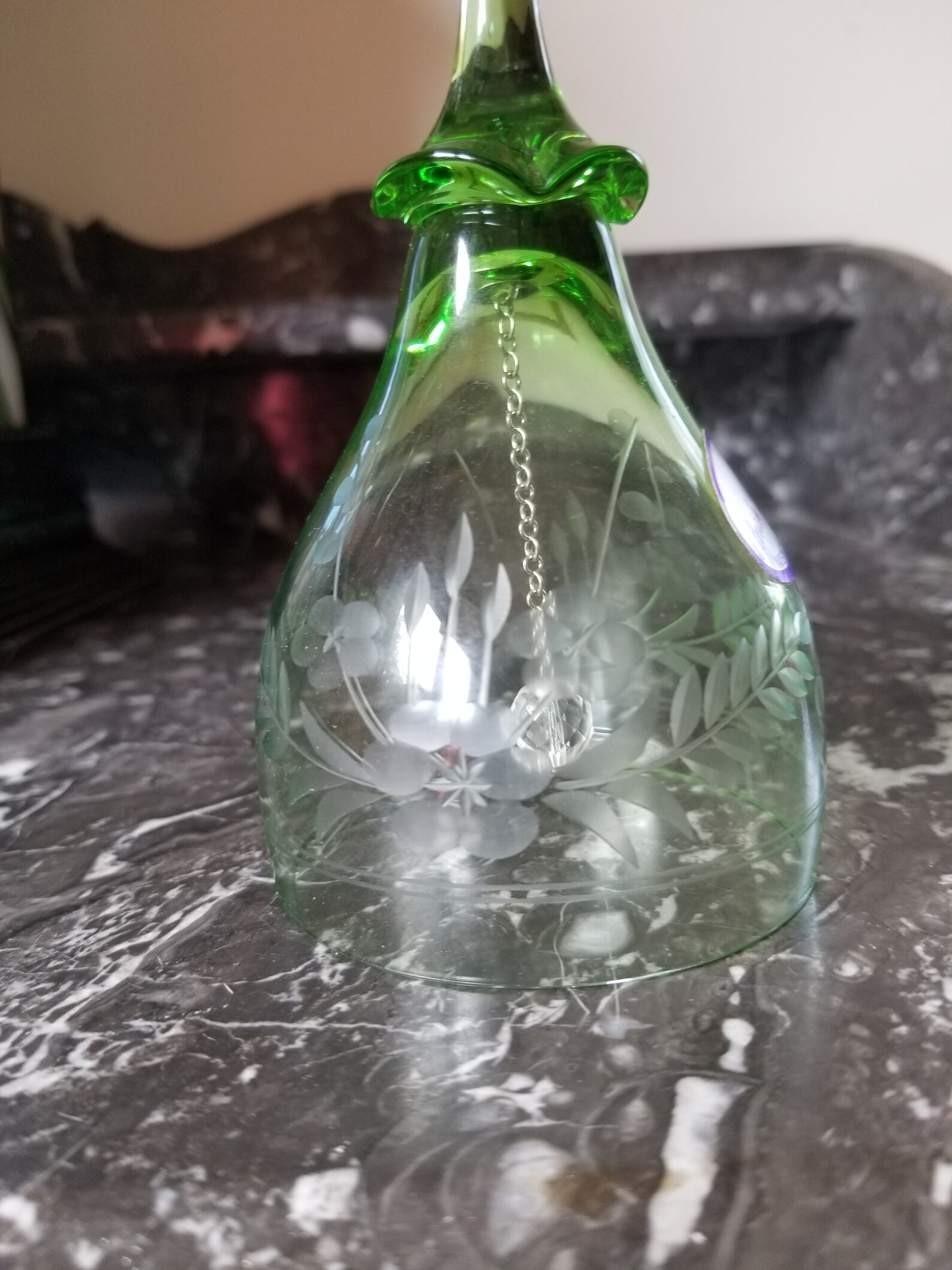 Ofnah Green Etched Crystal Bell Elegant Etched Service Bell | Etsy