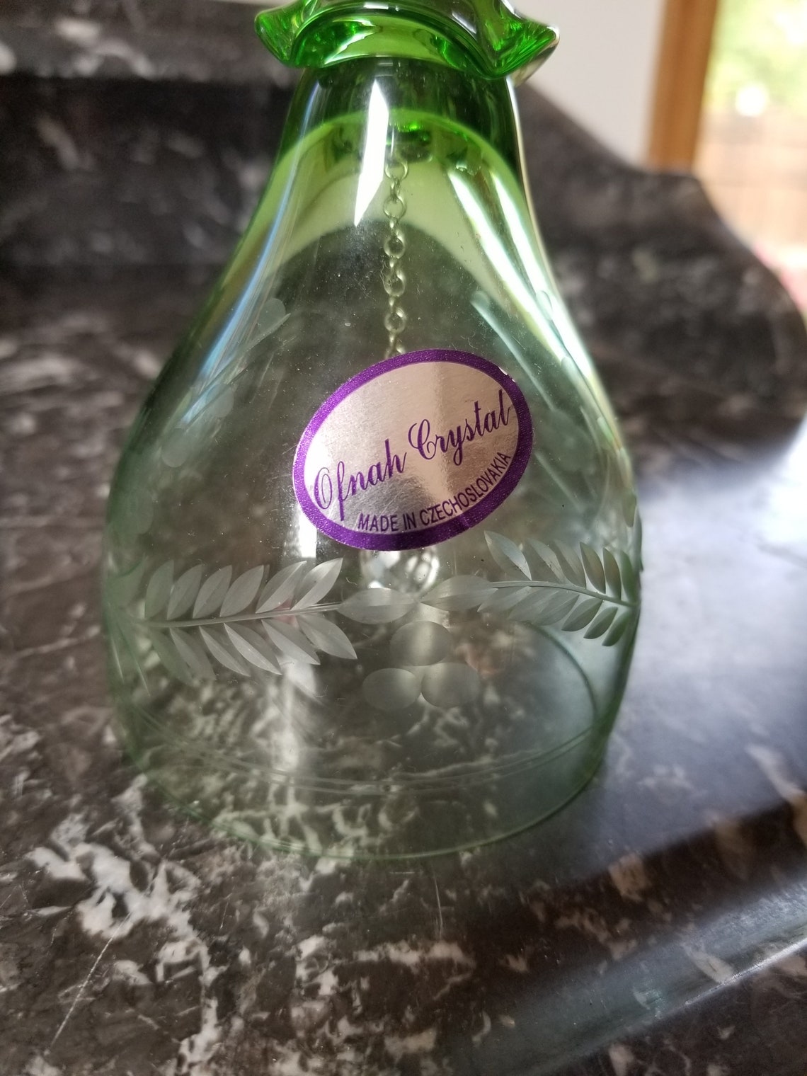 Ofnah Green Etched Crystal Bell Elegant Etched Service Bell | Etsy