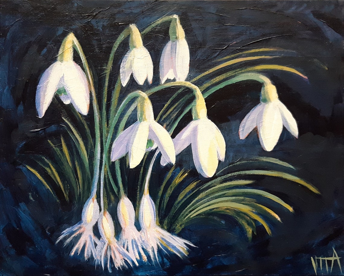 Snowdrop Flowers Original Painting | Etsy