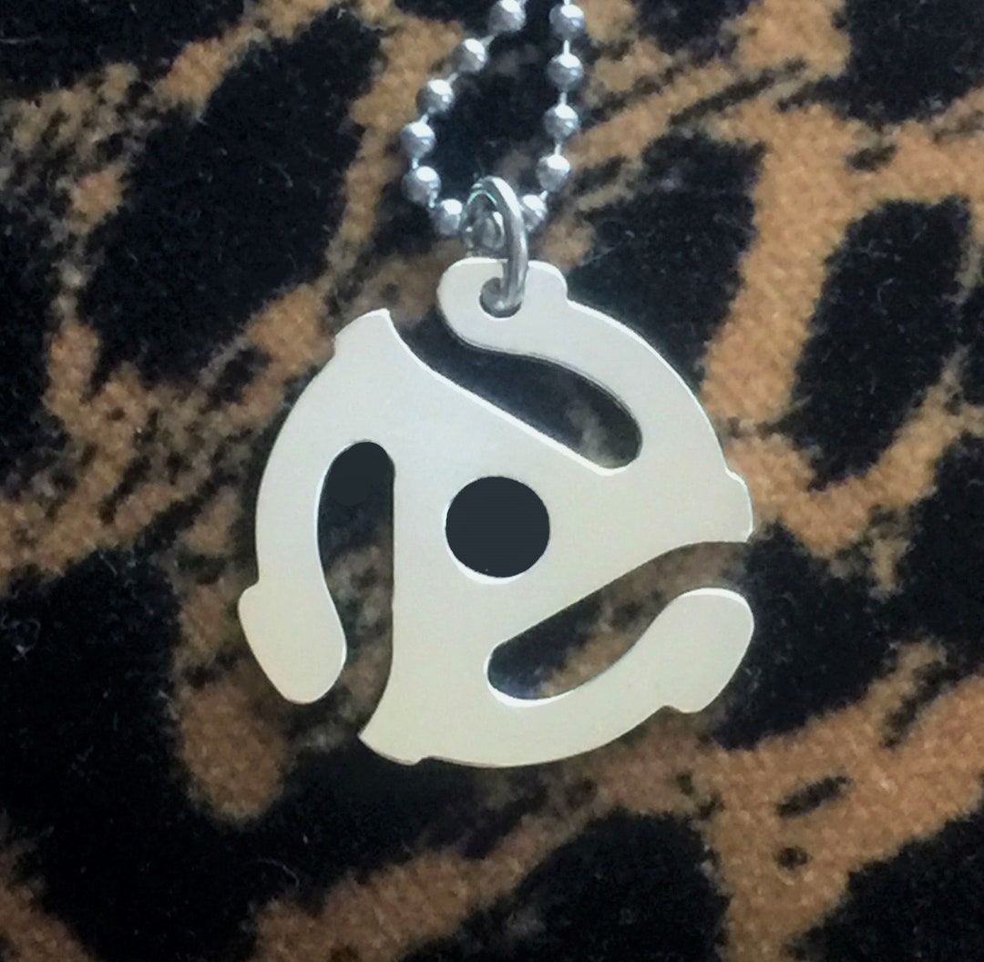 Cool Retro 45 RPM Record Adapter Insert Matte STAINLESS Steel Pendant ...