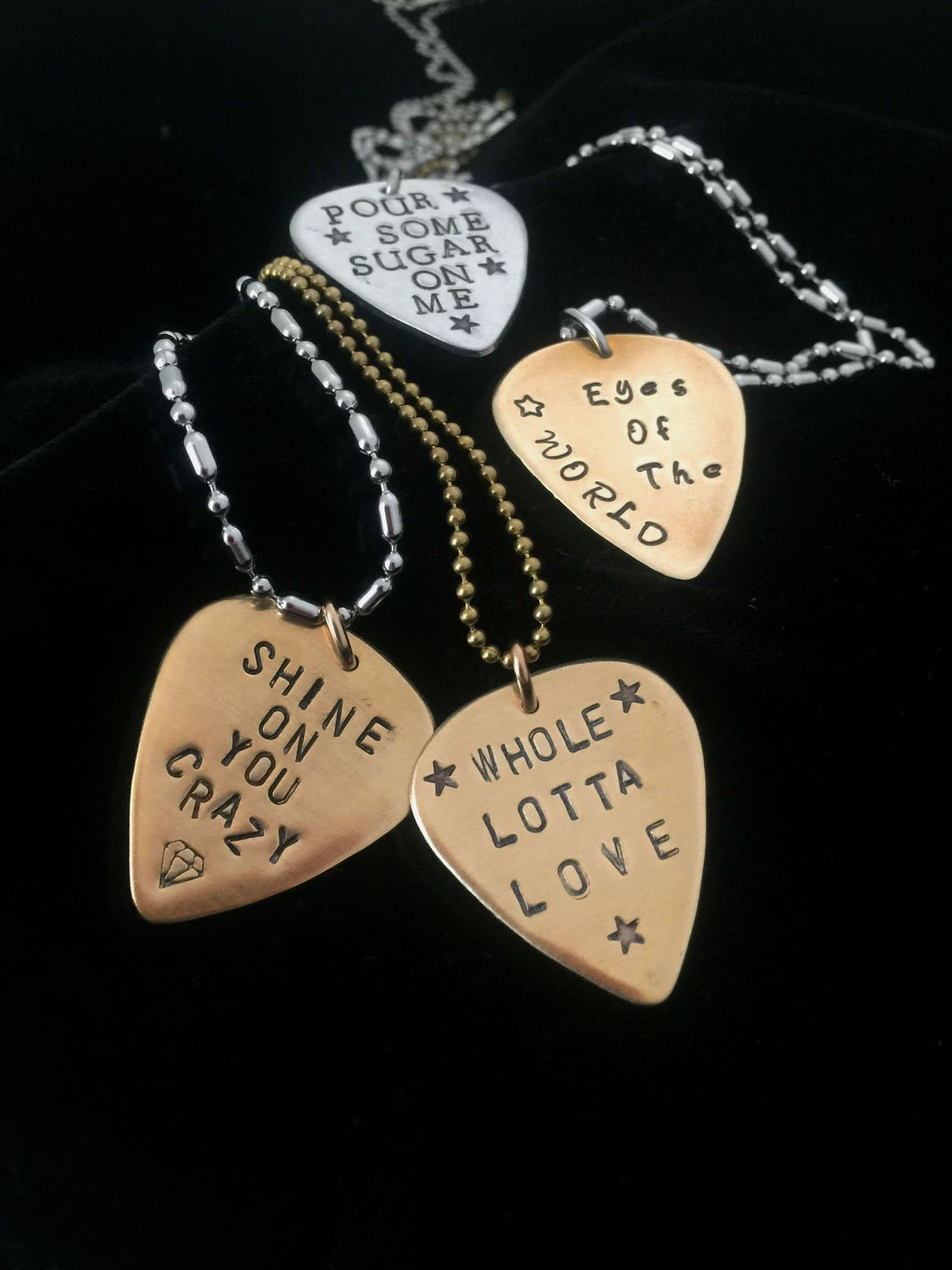 Hand Stamped Led Zeppelin Song Lyrics Guitar Pick Necklace ~or ...