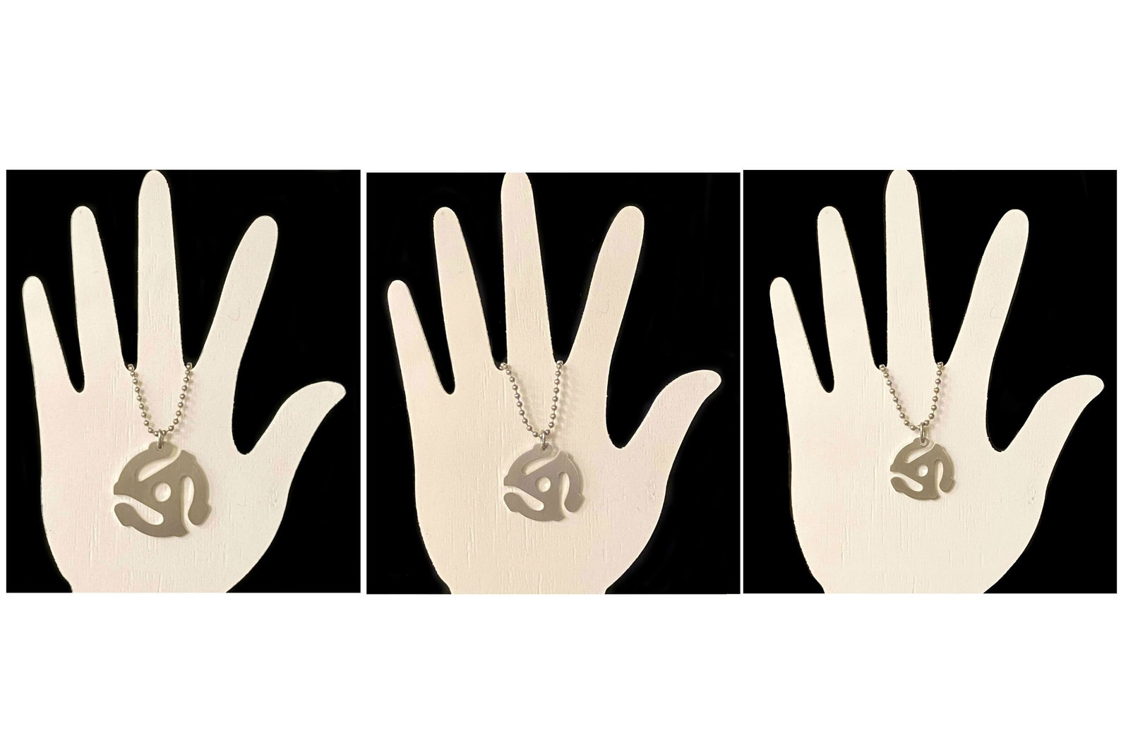 Retro 45 RPM Record Insert Adapter Matte STAINLESS STEEL Pendant Unisex ...