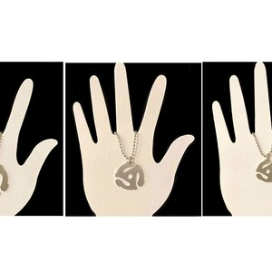 Retro 45 RPM Record Insert Adapter Matte STAINLESS STEEL Pendant Unisex ...