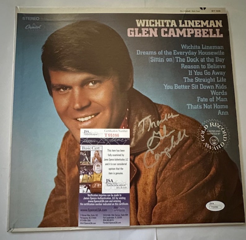Glen Campbell Autographed Album JSA - Etsy Glen Campbell Autographed Album JSA - Etsy