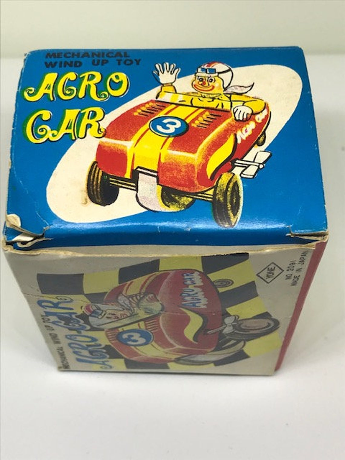 Vintage 1960's Yone Japanese Tin Acro Car Mechanical Wind up Toy in ...