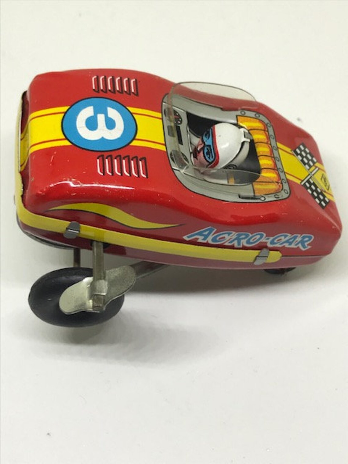 Vintage 1960's Yone Japanese Tin Acro Car Mechanical Wind up Toy in ...