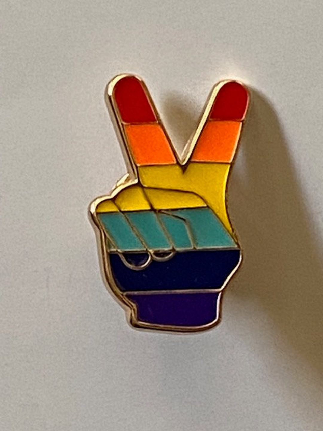 Rainbow Peace Sign Hand Pin - Etsy