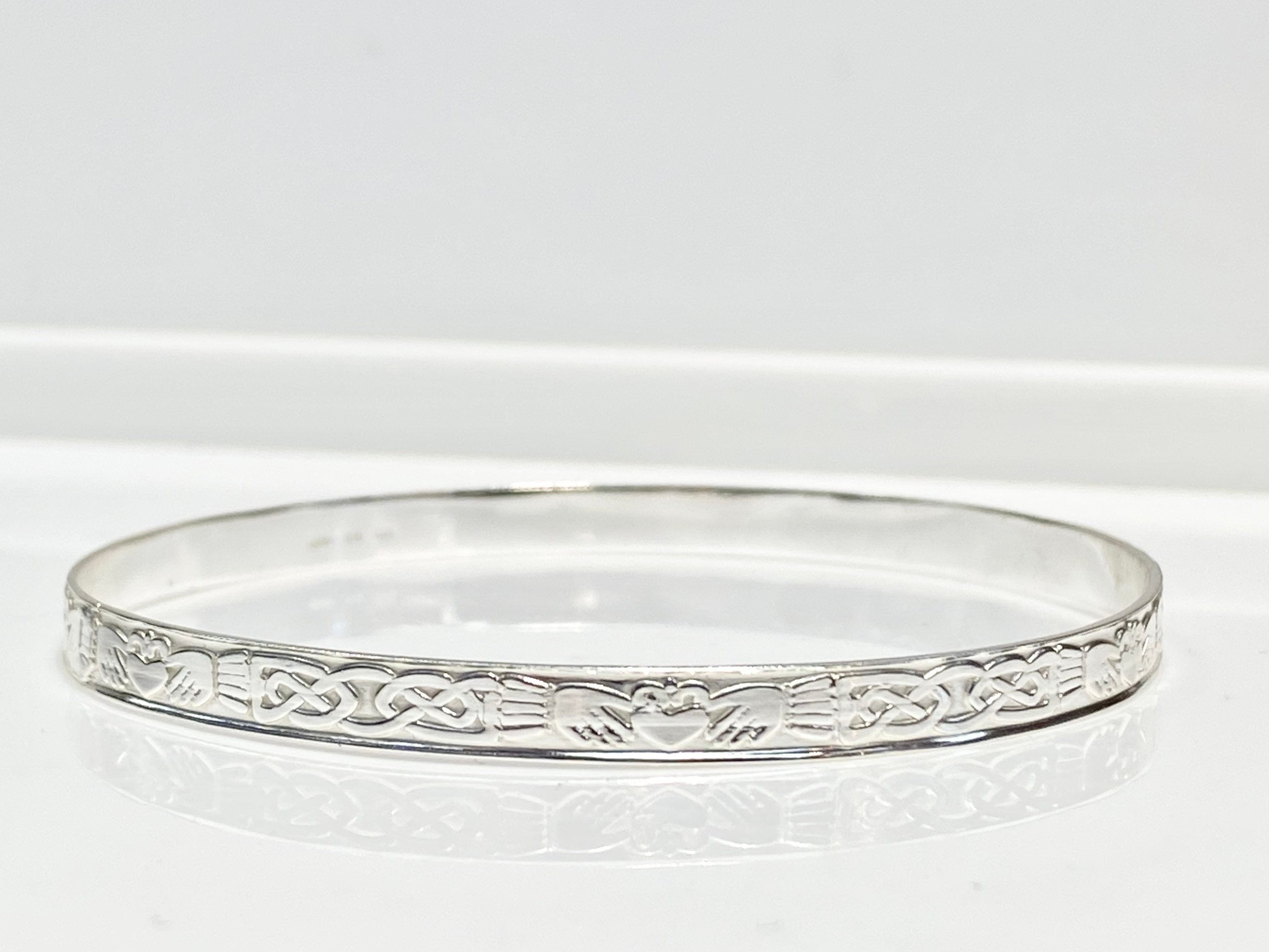 Claddagh Bangle with Celtic Knot Claddagh Bangle Bracelet | Etsy