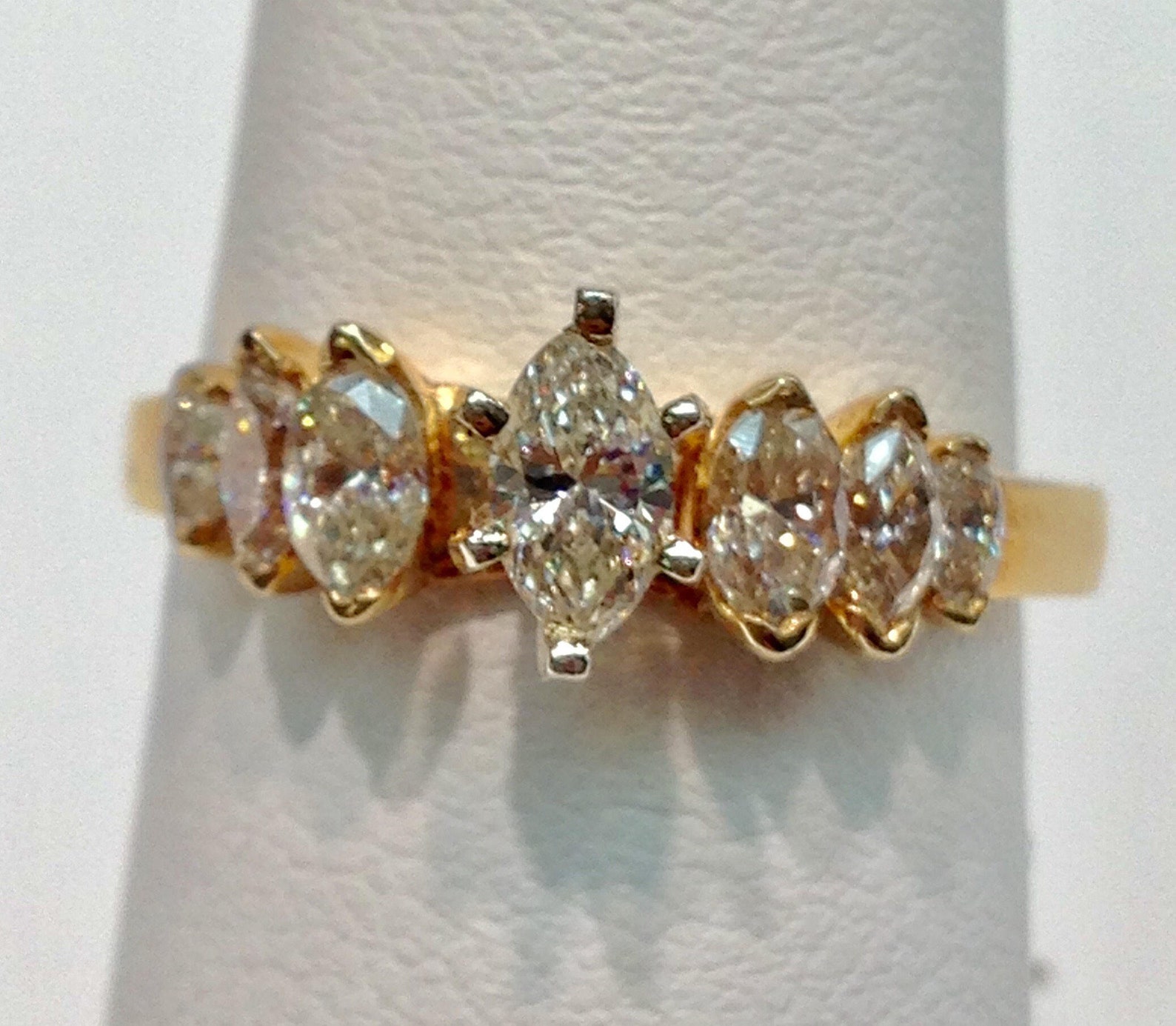 Vintage 14K Gold Handmade Engagement Ring, Marquise Diamond Ring ...