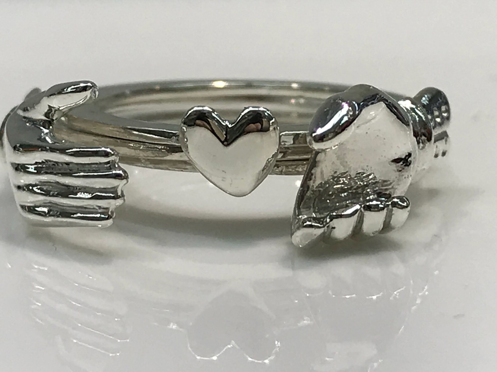 Large Holding Hands Ring Handmade in Sterling Silver Hands | Etsy