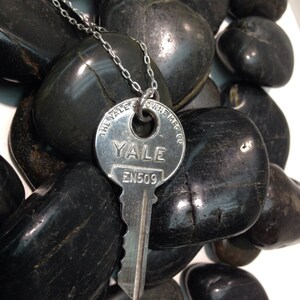 Handmade Solid Silver Yale Key Pendant and Cable Chain, Silver Key ...