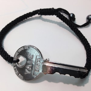 Handmade Solid Silver Yale Key and Macramé Unisex Bracelet, Key ...