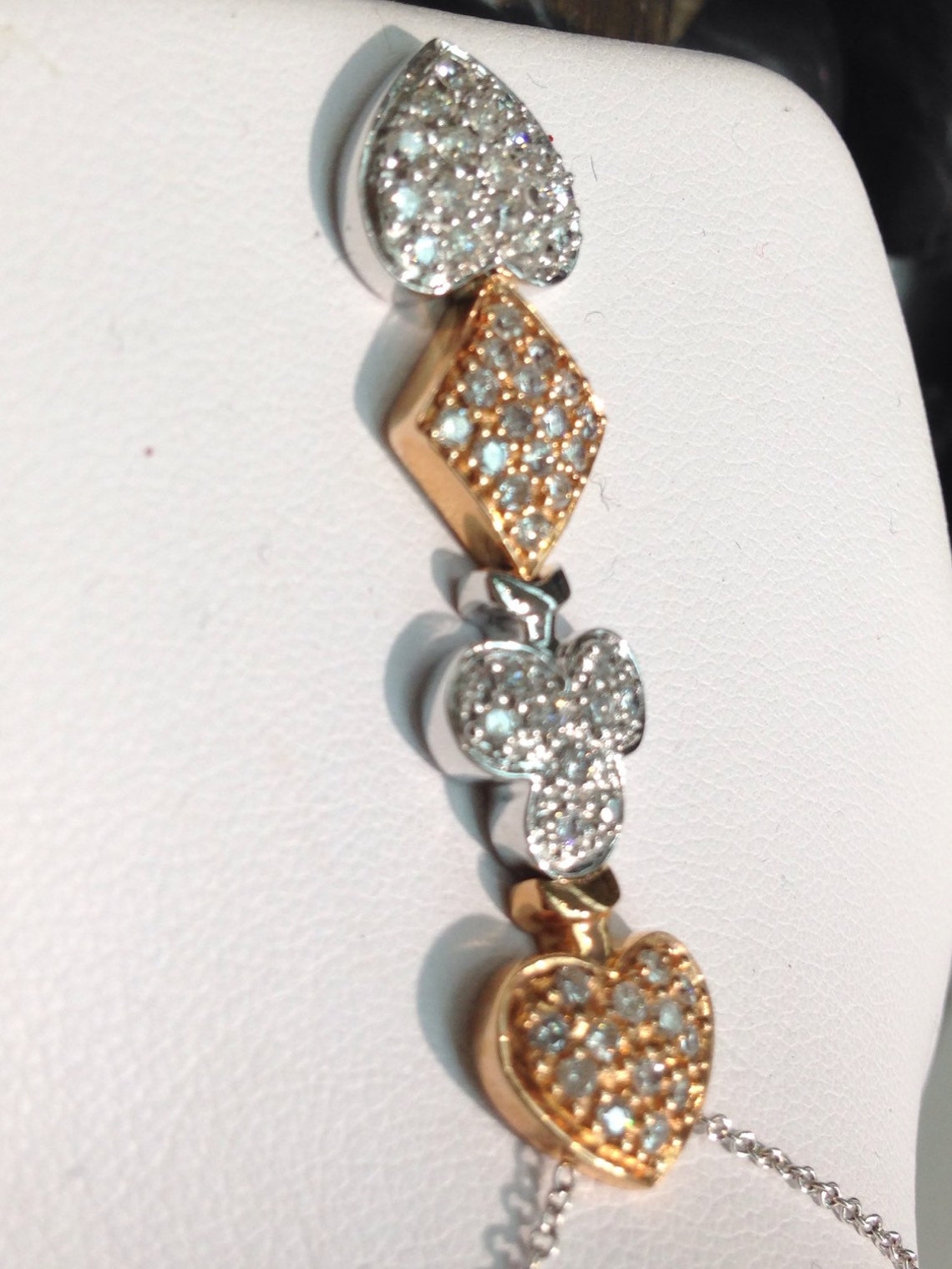 Vintage Diamond Heart Spade Diamond and Club Pendant - Etsy