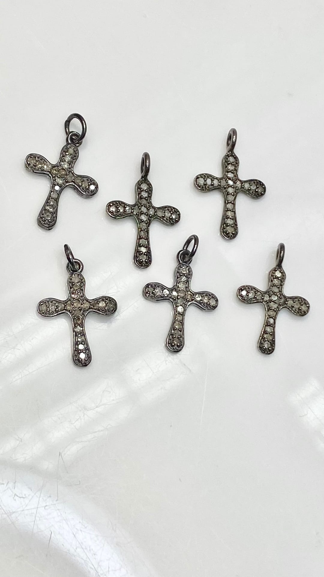 Small Fancy Diamond Cross,grey Diamond Cross, Cross, Religious Jewelry ...