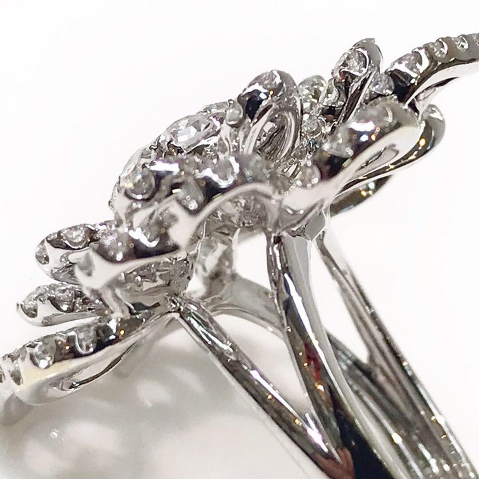 Flower Statement Ring in Diamonds and White Gold, Diamond Statement ...