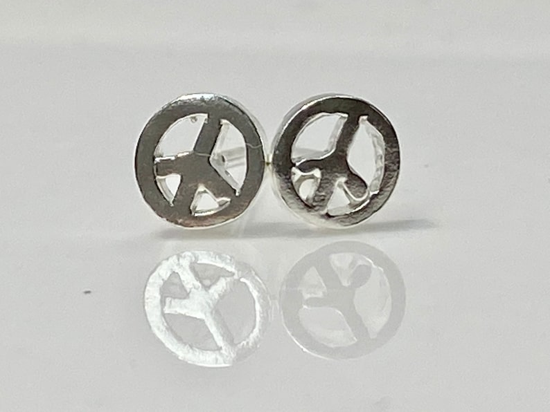 Peace Sign Stud Earrings in Silver, Peace Sign Earrings, Peace, Peace ...