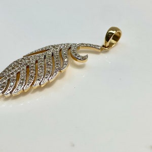 Diamond Feather Pendant in 14K Yellow Gold, Feather, Plume, Feathers ...