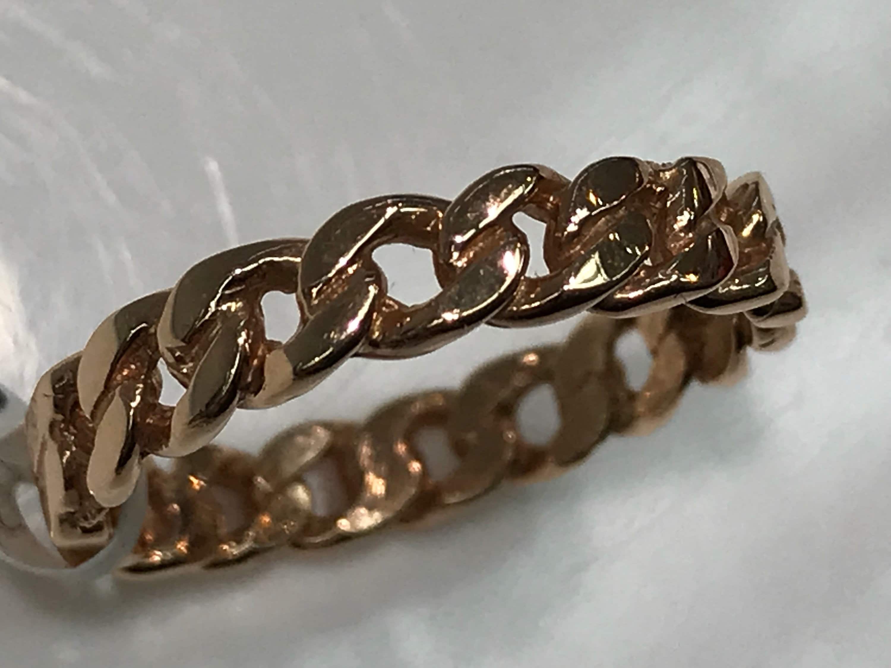 Sterling Silver Cuban Chain Design Ring Cuban Link Chain | Etsy