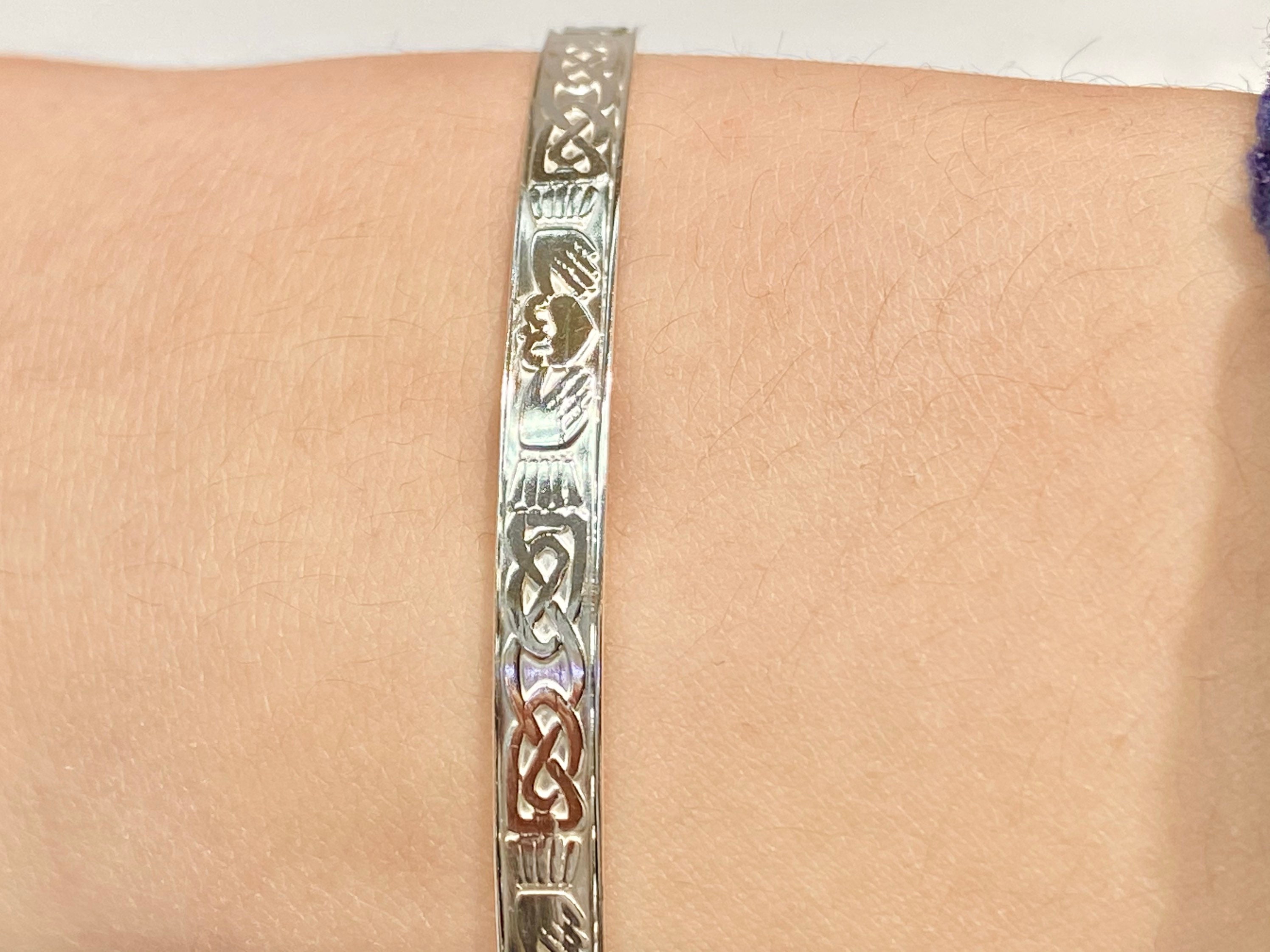 Claddagh Bangle with Celtic Knot Claddagh Bangle Bracelet | Etsy