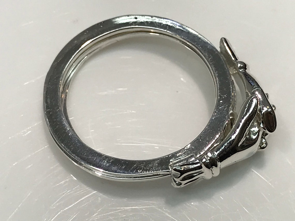 Large Holding Hands Ring Handmade in Sterling Silver Hands | Etsy