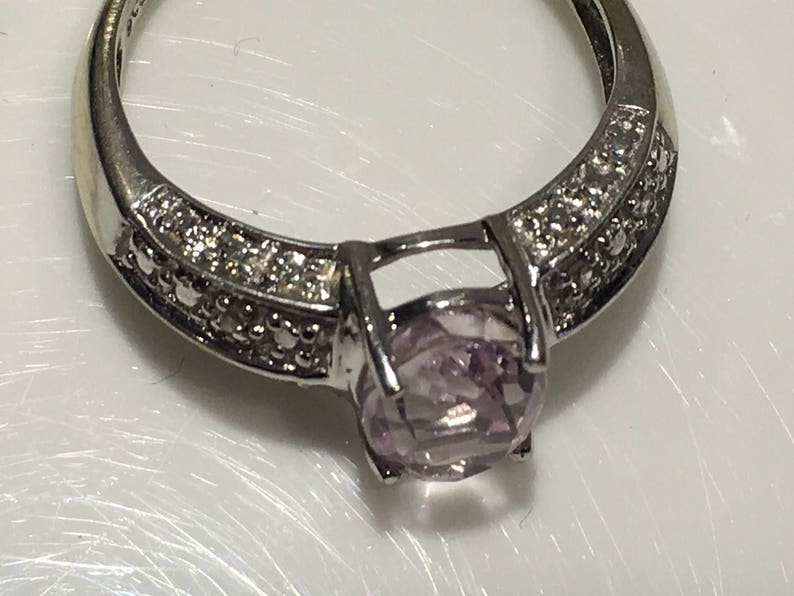 White Gold Diamond and Rose Colored Stone Ring, Rose Quartz, Diamond ...
