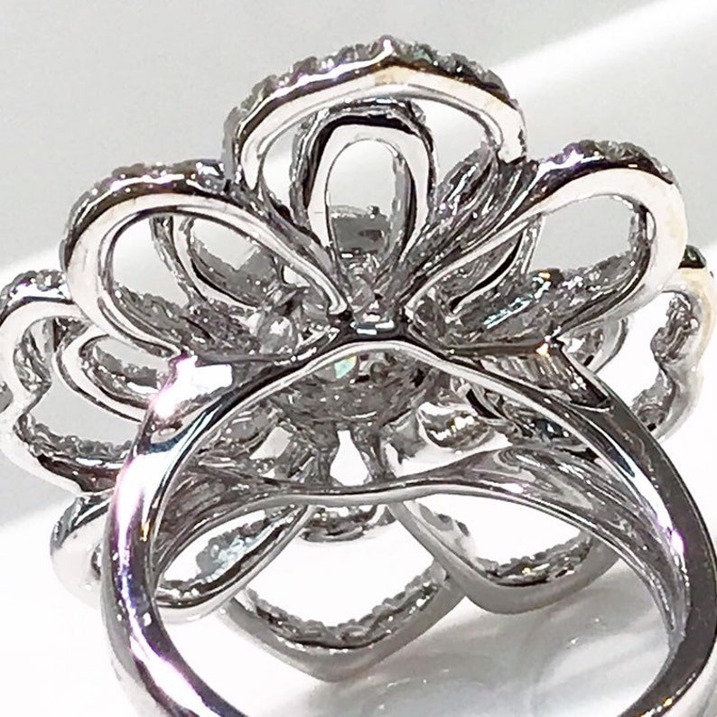 Flower Statement Ring in Diamonds and White Gold Diamond - Etsy