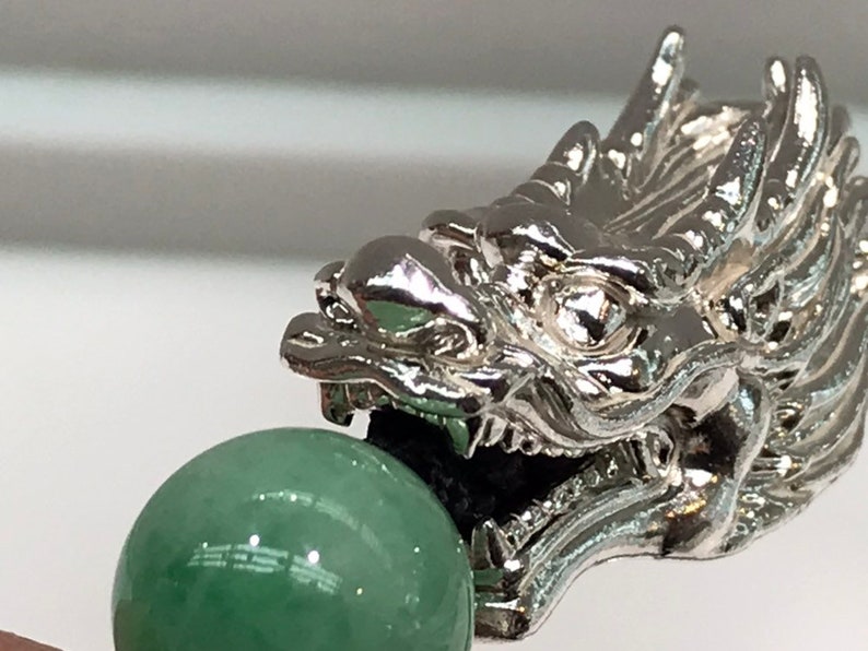 Dragon Heads 3D Made in Solid .925 Silver With Genuine Jade - Etsy