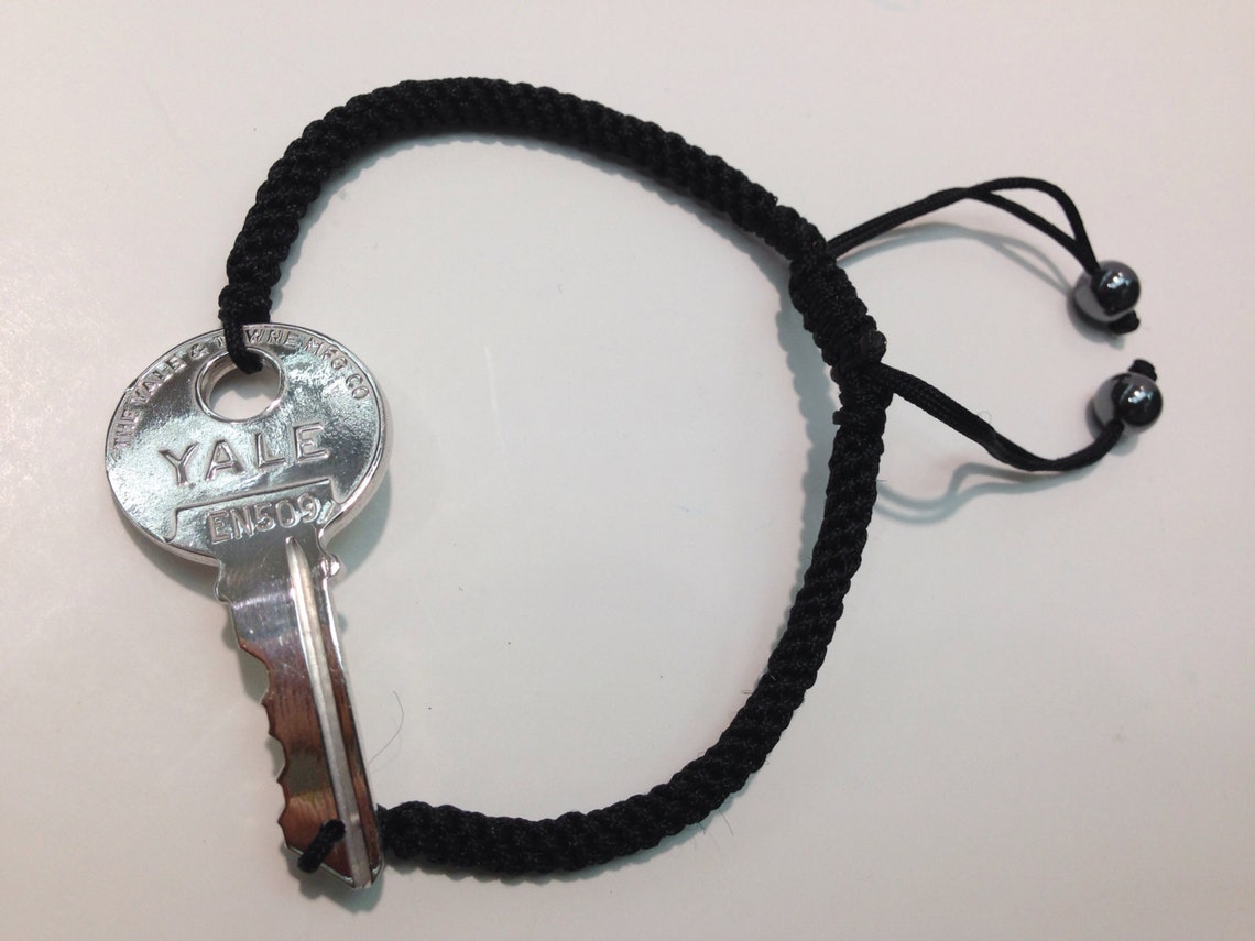 Handmade Solid Silver Yale Key and Macramé Unisex Bracelet, Key ...