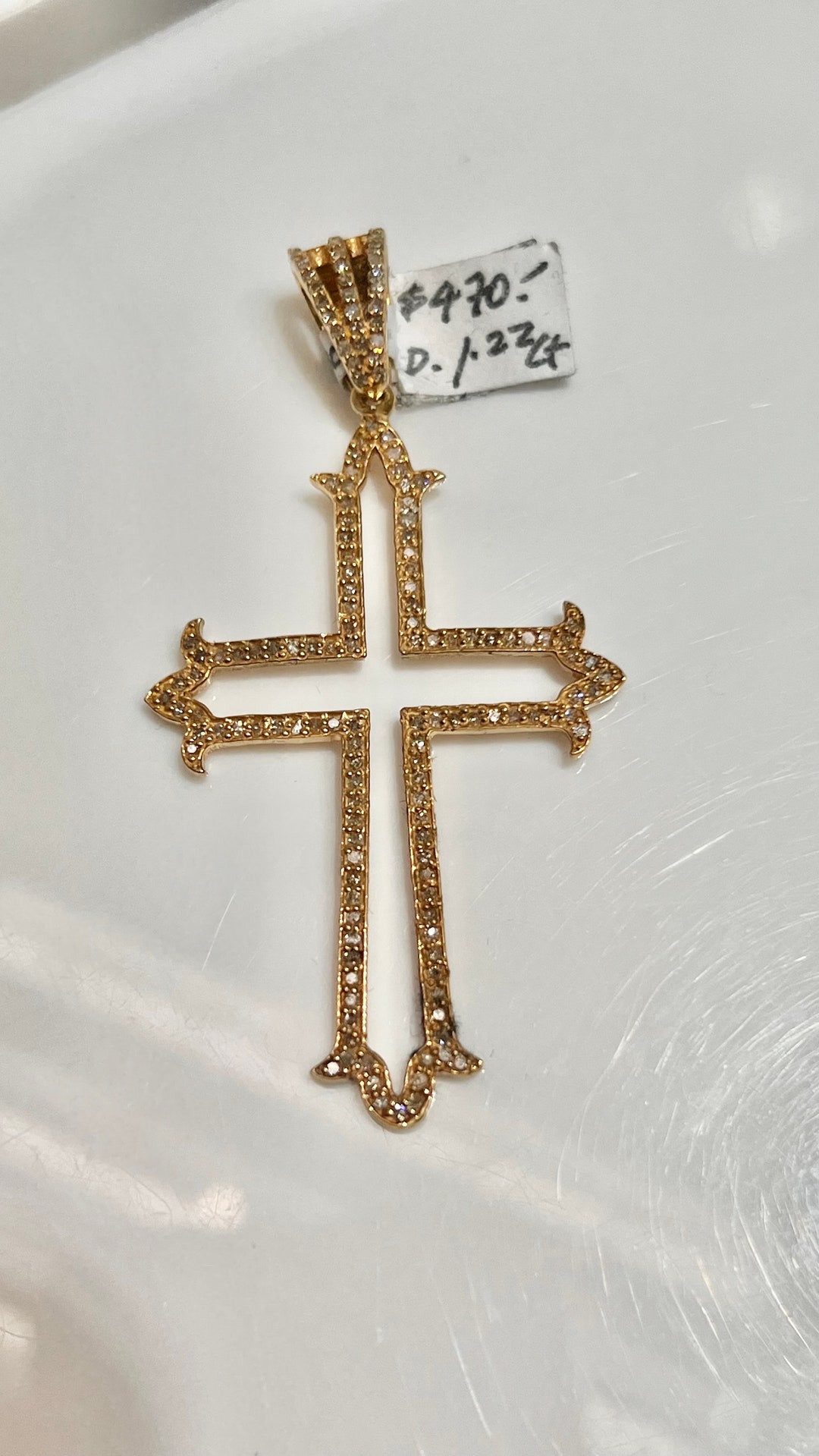 Fancy Diamond Cross, Champagne Diamond Cross, Silver Diamond Cross With ...