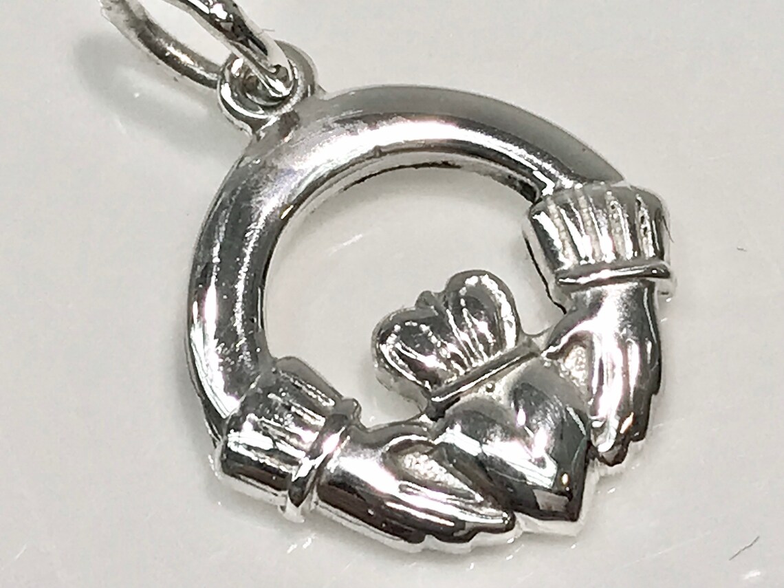 Handmade Silver Claddagh Pendant with Chain Claddagh | Etsy