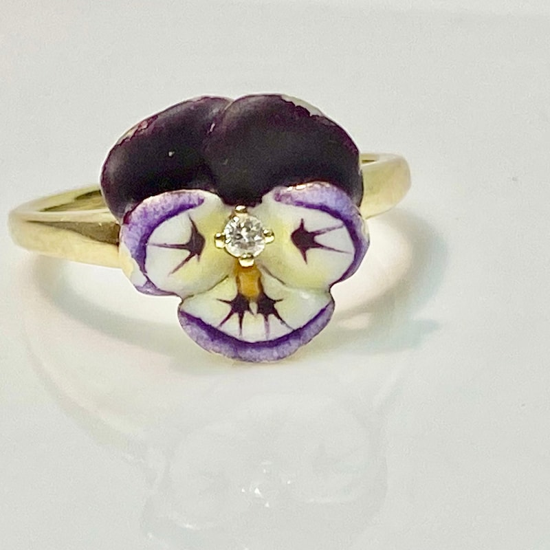 Pansy Flower Ring - Etsy