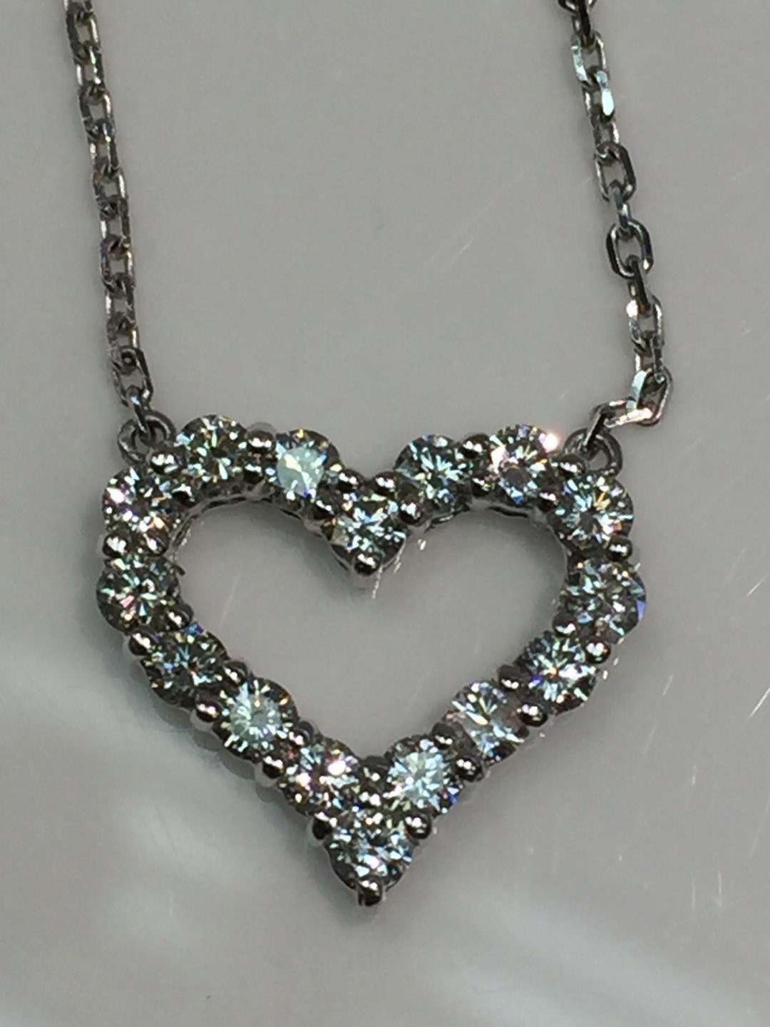 Diamond Heart in 14K White Gold With White Gold Chain, Diamond Heart ...