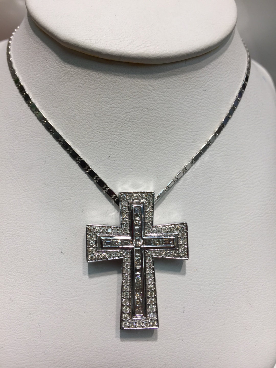Two Part Diamond Cross in 14K White Gold, Puzzle Cross in Diamonds ...