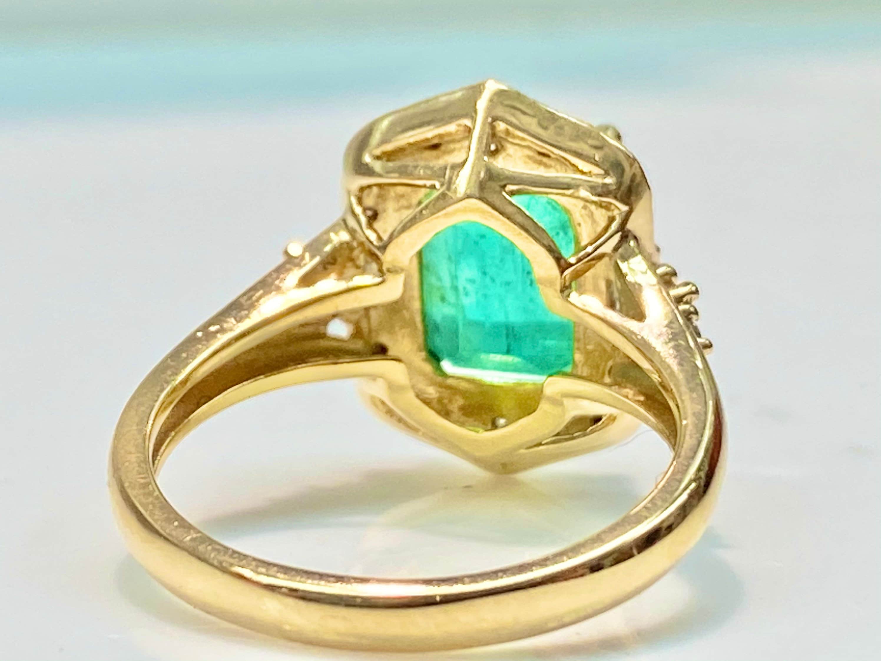 Emerald and Diamond Ring in 18K Gold Emerald Cut Emerald | Etsy